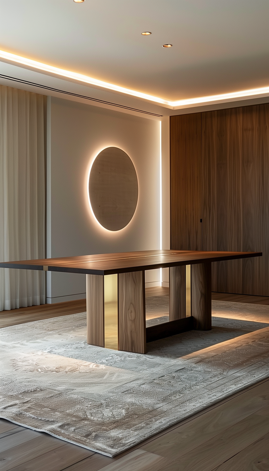 Modern Walnut Table With Brass Inlays - WoodTide Custom Furniture