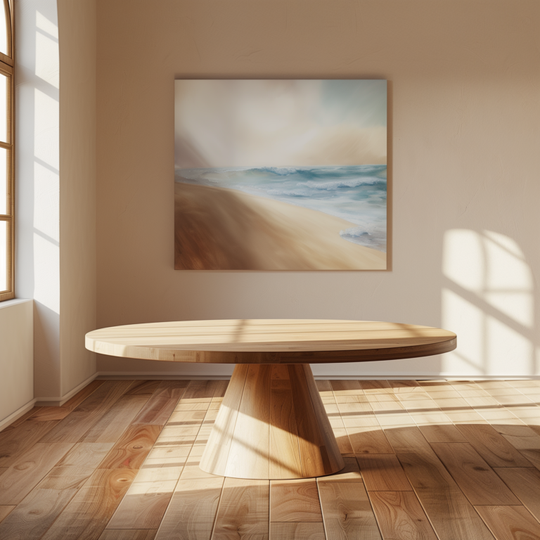 Conical Base White Oak Table - WoodTide Custom Furniture